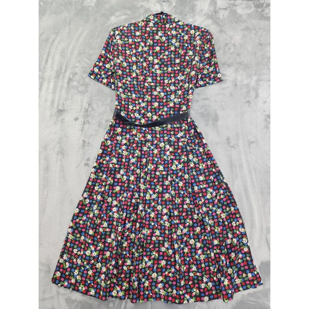 Leslie Fay | Dresses | Vintage 8s Leslie Fay Floral Belted Drop Waist ...